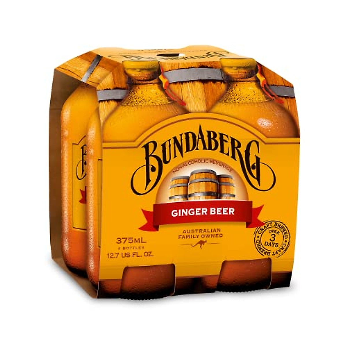 Bundaberg Ginger Beer, 12.7 Fl Oz Bottles, 4 Pack
