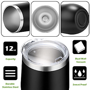 3 Packs Mate Cup and Bombilla Set, Including 12 oz Yerba Mate Cup Stainless Steel Double Walled Mate Tea Cup with Lid, Bombilla Yerba Mate Straw and Cleaning Brush for Yerba Mate, Tea, Coffee, Drinks