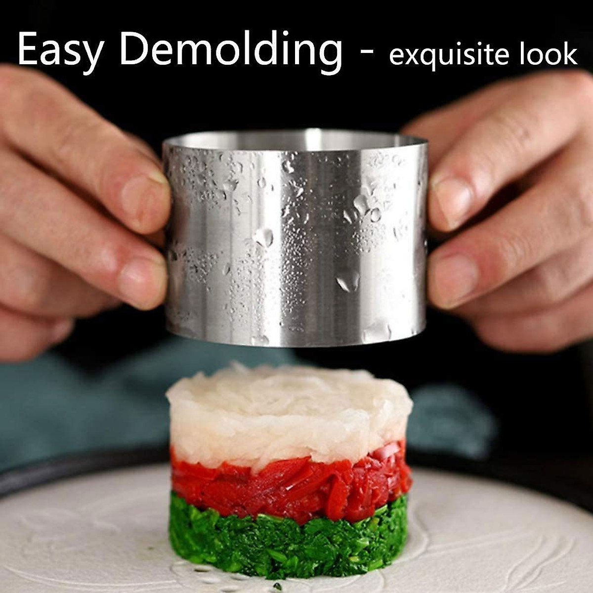 9Pack 3.15‘’ Food Rings Molds with 3 Inch Cake Collars Stainless Steel Cake Rings Round & Square Cooking Rings Mould with Pressers, Transparent Acetate Sheet Cake Rolls for Baking Pastry, Mousse Cakes