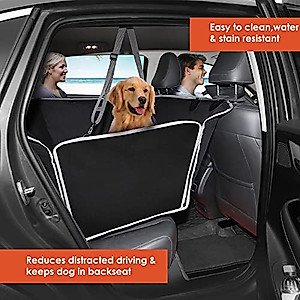 njnj Dog Car Seat Cover for Back Seat - Waterproof Dog Half Hammock for Cars,Scratchproof Pet Backseat Protector,Durable,Non-Slip Booster Seat for Small,Medium and Large Dogs