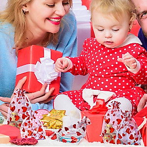 120 Pieces Heart Candy Bags Organza Drawstring Bags Valentine's Day Love Red Jewelry Gift Pouches Drawstring Bags for Mother's Day Wedding Valentine's Day Decor, 3 Sizes