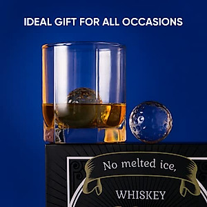 Golf Ball Whiskey Stones Gift Set for Men, Husband Dad, Brother, Boyfriend; Chillers Golfers, Reusable Ice Cubes, Glass Chilling Rocks; of 4 Rocks with Tongs, X-Large (ARIDON002)