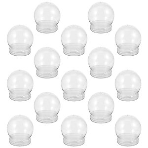 NOLITOY DIY Snow Globe 15Pcs Plastic Clear Water Globes with Screw Off Caps Empty Fillable Snow Globe Christmas Candy Jar for DIY Christmas Party Crafts Decoration 4 Inch