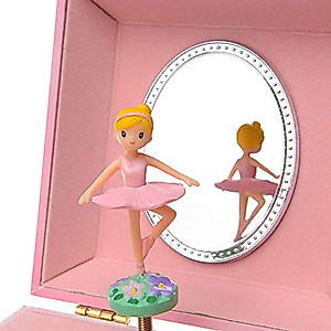 Jewelkeeper Musical Jewelry Box with Spinning Ballerina, Rainbow and Gold Foil Design, Swan Lake Tune