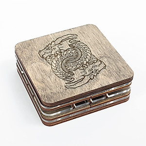 SMONEX Dice Box - Dice Storage Box with Magnetic Lid Suitable for Dungeons and Dragons - Engraved Wooden Box Ideal as DND Gifts and Gifts for Other RPG