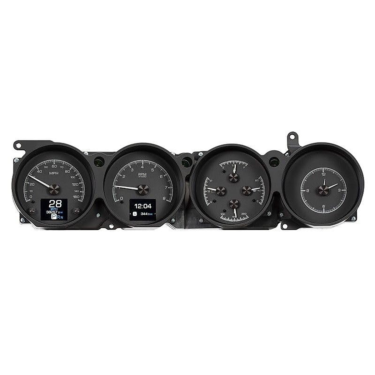 Dakota Digital HDX-70D-CLG-K Compatible with 1970-74 Dodge Challenger and 1970-74 Plymouth Cuda with Rallye Dash Customizable Analog Gauge System Black Alloy