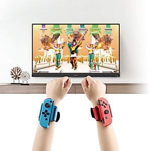 FANPL Upgrade Wrist Bands Compatible with Just Dance 2025/2024/2023/2022/2021, Adjustable Elastic Strap for Switch & OLED Model JoyCon Controller, Fit for Adults and Children,2 Pack (Blue and Red)