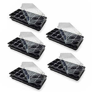 ZIRKA Seed Starter Tray with Dome Kit 5 Pack Heavy Duty Plant Germination Trays 18 Cells Propagation Tray 17.3x8x3 inch