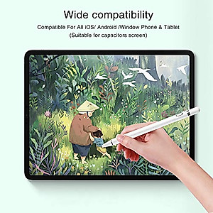 Stylus Pens for Touch Screens, Active Pencil Smart Digital Pens Rechargeable Fine Point Stylist Compatible with Apple iPad and Other Tablets (White)
