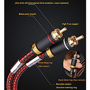 Primeda Auidophile 2RCA Male to 2RCA Male Stereo Audio Cable,Gold Plated | 4N Oxgen-Free Copper Core (3 Feet (1M))