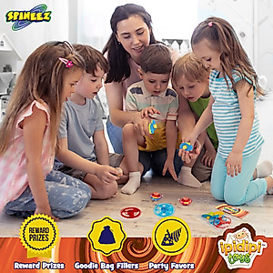 IPIDIPI TOYS Light Up Spinning Tops and Flying Saucer Disc - UFO Light Up Spinner Toy - Stocking Stuffers, Kids Party Favors, School Prize Box Toys, Goodie Bag Fillers (Orange, Set of 12, 36 PCs)