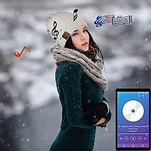 Wireless Beanie Hat Women Beanie Headphones V5.0 Wireless Beanie Headset Winter Cap Over Ear Music Handsfree Outdoor Sports Earphones with Mic Speaker Unisex Men Boys beanie hat