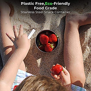 Dacha Mia Stainless Steel Food Storage Containers - Dips Condiment Containers - Set of 3-7oz - Eco Friendly Lunch Containers - Silicone Lids - Portion Control - Reusable