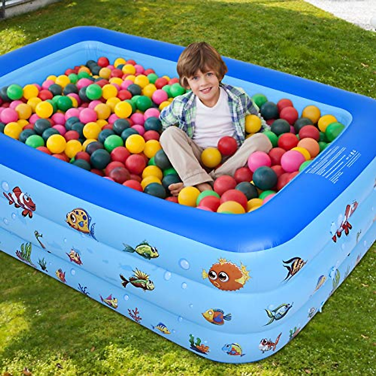 Inflatable Pool, 98.4" X 66.9"X 21.7" Swimming Pool for Toddlers, Adult, Kids, Infant, Full-Sized Inflatable Blow Up Kiddie Pool for Summer Swim Center, Outdoor, Garden, Backyard,
