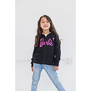 Barbie Little Girls French Terry Zip-Up Hoodie Black 7-8