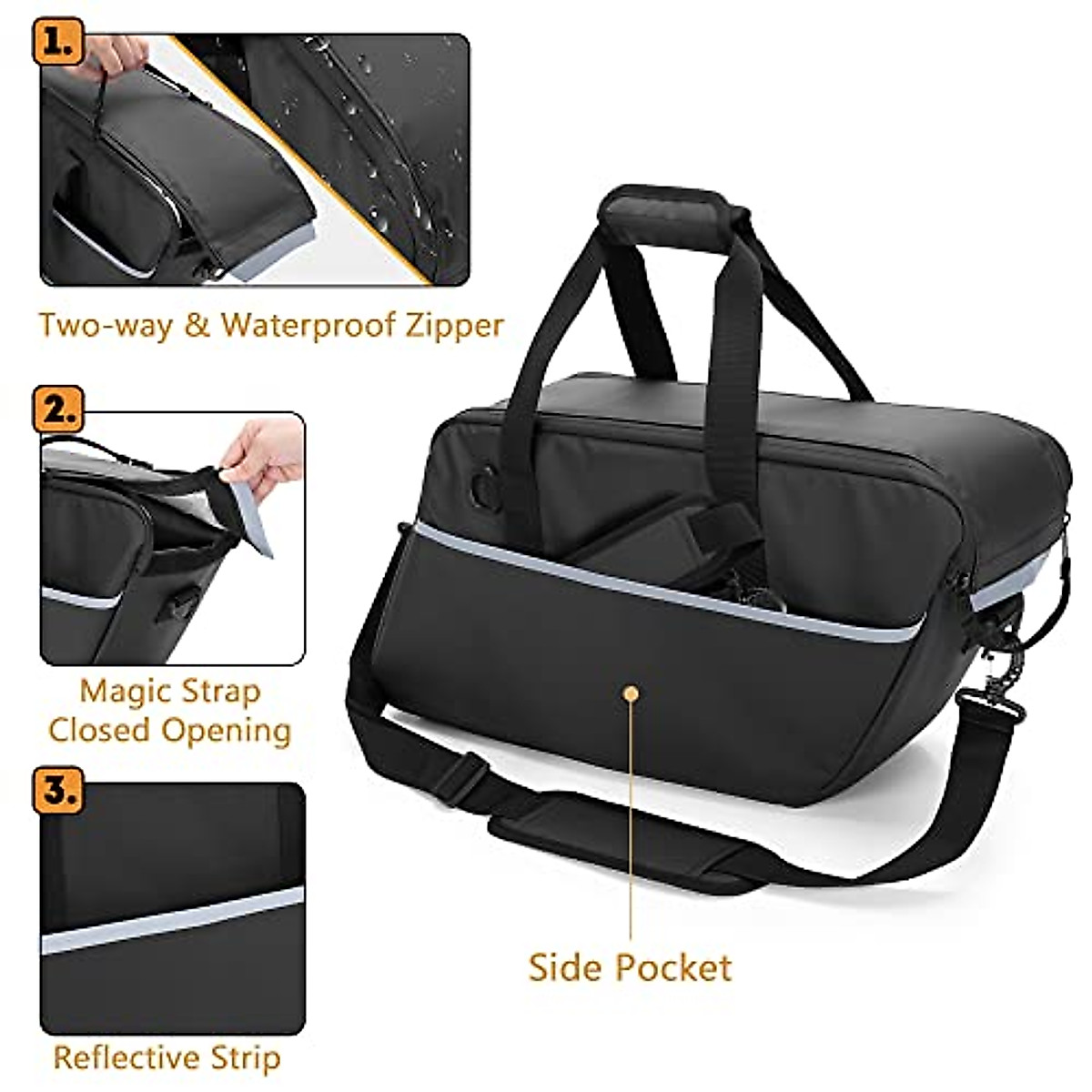 HODRANT Waterproof Motorcycle Saddlebag Cooler Bag, Insulated Side Bag Cooler Inserted for Motorcycle Travel, Compatible with Harley Davidson 1993-2022 Touring Hard Saddlebag, 1 Bag Only