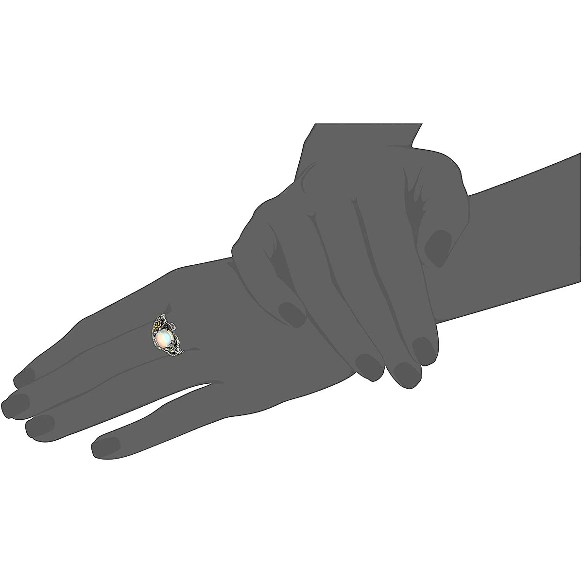 JESMING Rose Moonstone Ring Moon Ring 925 Cute Sterling Silver Rings Leaf Ring Wiccan Jewelry Rose Flower Ring Witchy Jewelry Healing Crystals Ring Antique Rings Moon Stones Ring for Women (SIZE:10)