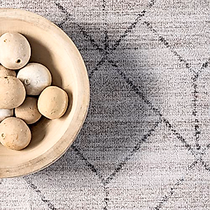 nuLOOM Regan Modern Geometric Machine Washable Area Rug, 5' x 8', Light Grey