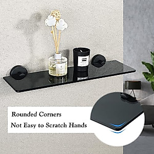 Alise Glass Shelf Bathroom Shelves Wall Mount,Floating Shelves for Bathroom,SUS304 Stainless Steel and Rectangular Tempered Glass Holder Rack Storage Organizer,Black Finish GDL5380-B