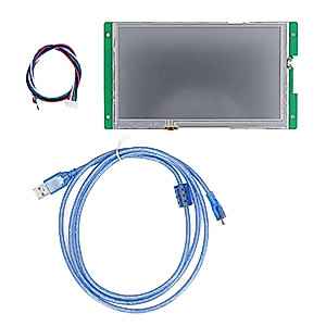 7in Serial Touch Screen, 800x480 Resolution 4 Wire Industrial LCD Screen MCU Control Multifunctional with 2 USB2.0 Ports for DIY Electronic Equipment