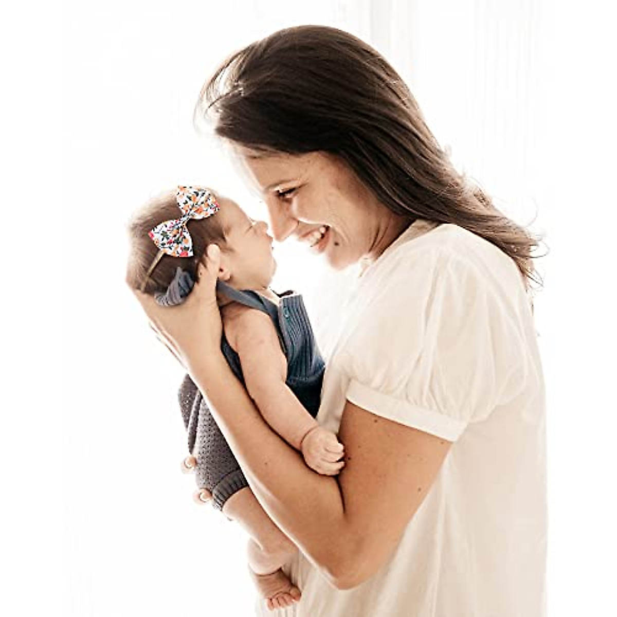 doboi 24pcs Baby Girls Flower and Hair Bows Headbands Soft Nylon Hairbands Elastic Hair Accessories for Newborns Infants Toddlers and Kids