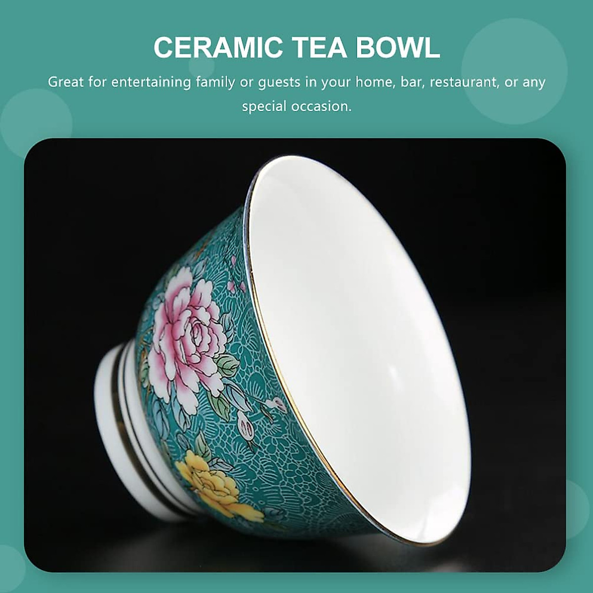 FOMIYES Chinese Porcelain Teacups Gaiwan Poney Flower Tureen Tradition Sancai Cover Bowl Lip Cup Saucer Tea Set Loose Tea Blooming