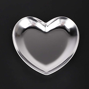 Raguso Stainless Steel Heart-Shaped Jewelry Display Tray, Silver, 3-Inch
