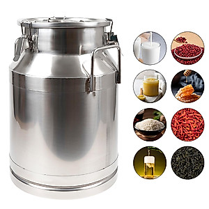 5.28Gal/20L Milk Can - 304 Stainless Steel Milk Jug,Thick Handle with Sealed Lid Heavy Duty Milk Bucket Wine for Kitchen, Rice Cereal Grain Canisters Container