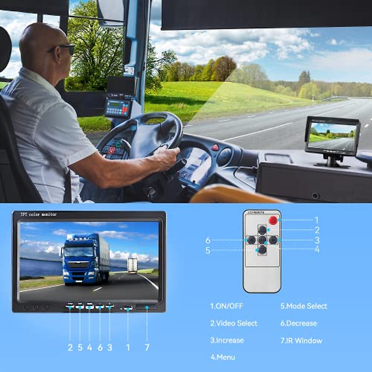 Backup Camera System, Rear View Camera 7'' Monitor Kit FHD 1080P Back Up Camera for Car Truck RV Minivan Waterproof Night Vision, Dual Channel Easy to Install Wired Camera