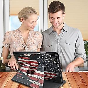 Rotating Case for Samsung Galaxy Tab A 10.1 Inch Model SM-T510/SM-T515 2019,360 Degree Rotating Smart Stand Fold Cover with Auto Wake/Sleep,American US Flag