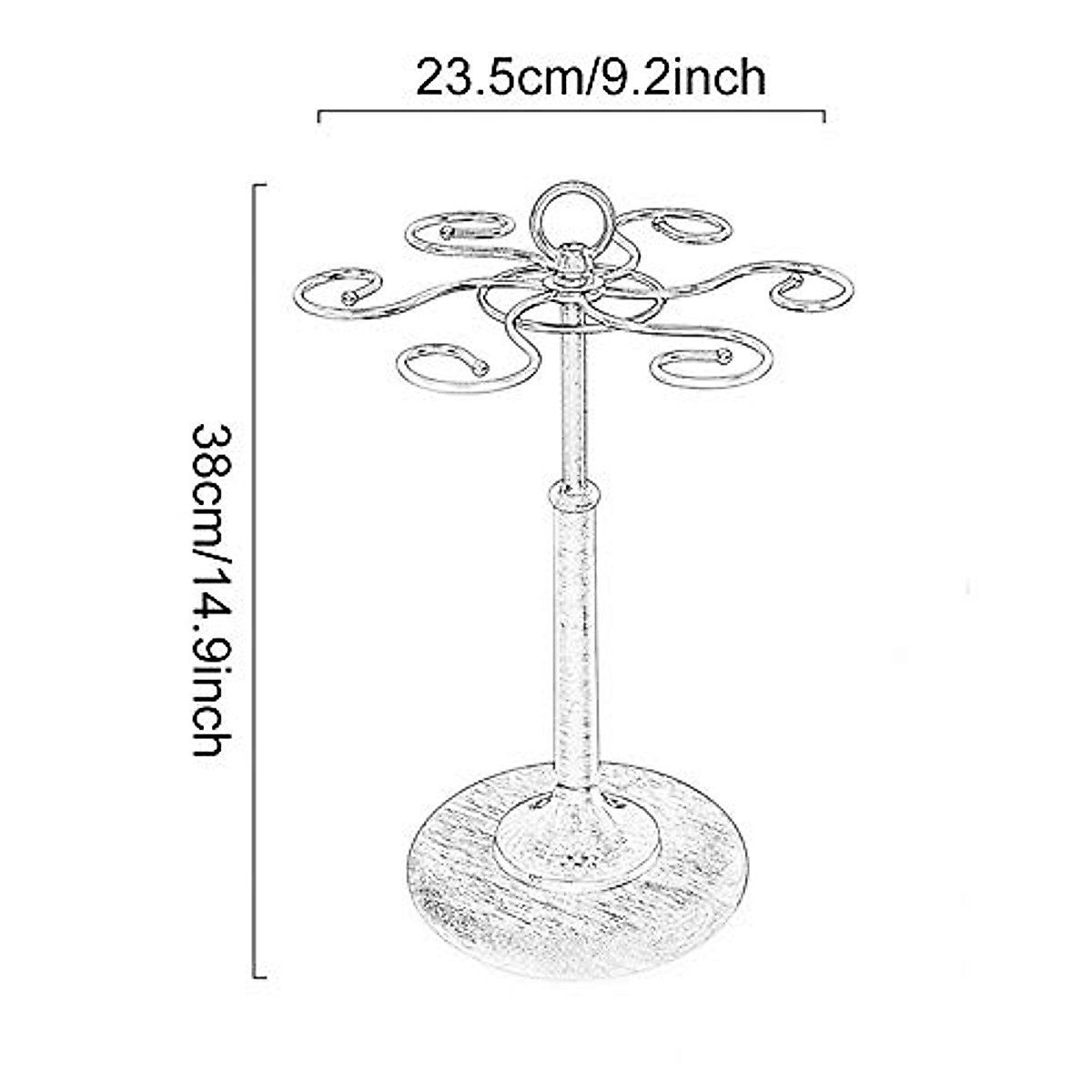 NJZYB Vintage Style Wine Glass Stemware Racks, Elegant Stemware Holder Stand with 6 Hooks, Artistic Tabletop Display, for Home, Bar Storage, Home, Restaurant,Red Copper