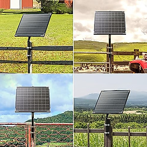 Voltset 20W 12V Waterproof Solar Battery Trickle Charger & Maintainer, Solar Panel Built-in MPPT Charge Controller with Tubular Bracket, SAE Cables for Automatic Gate Opener, Electrical Fence