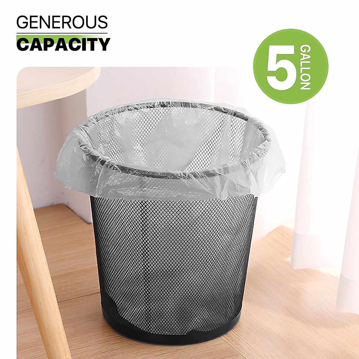 Magshion 5 Gallon Small Mesh Trash Can, Open-Top Garbage Bin Container, Metal Trash Wastebasket for Kitchen, Bathroom, Bedroom and Outdoor, Black