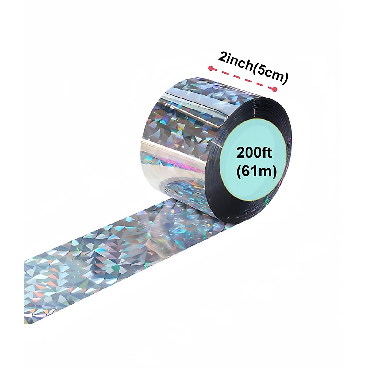 SATONBEYI 1 Roll Bird Scare Tape Ribbon,2 Inch*200 Ft Bird Tape for Outside,Easy Use Bird Reflective Tape for Garden, Orchard,Farmor Courtyard(Silver)