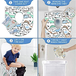 Toilet Seat Covers Disposable for Kids and Adults, YIHATA 40 Pack Extra Large Waterproof Toddler Potty Training Toilet Cover Individually Wrapped Potty liners for Public Restroom, Travel(Dinosaur)