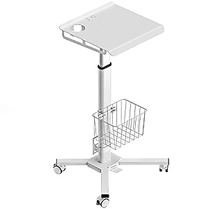 ONKRON Rolling Laptop Stand - Computer Cart with Wheels - Standing Desk On Wheels - Foot Pedal Pneumatic Height Adjustable Table On Wheels - Utility Medical Cart - Desk Load up to 17.6 Lbs, White