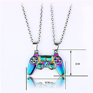 Pingyongchang H&Z Mutual Attraction Game Controller Necklace for Couple Matching Console Handle Pendant for Best Friends Friendship Valentine's Gifts Sister Necklace-colourful