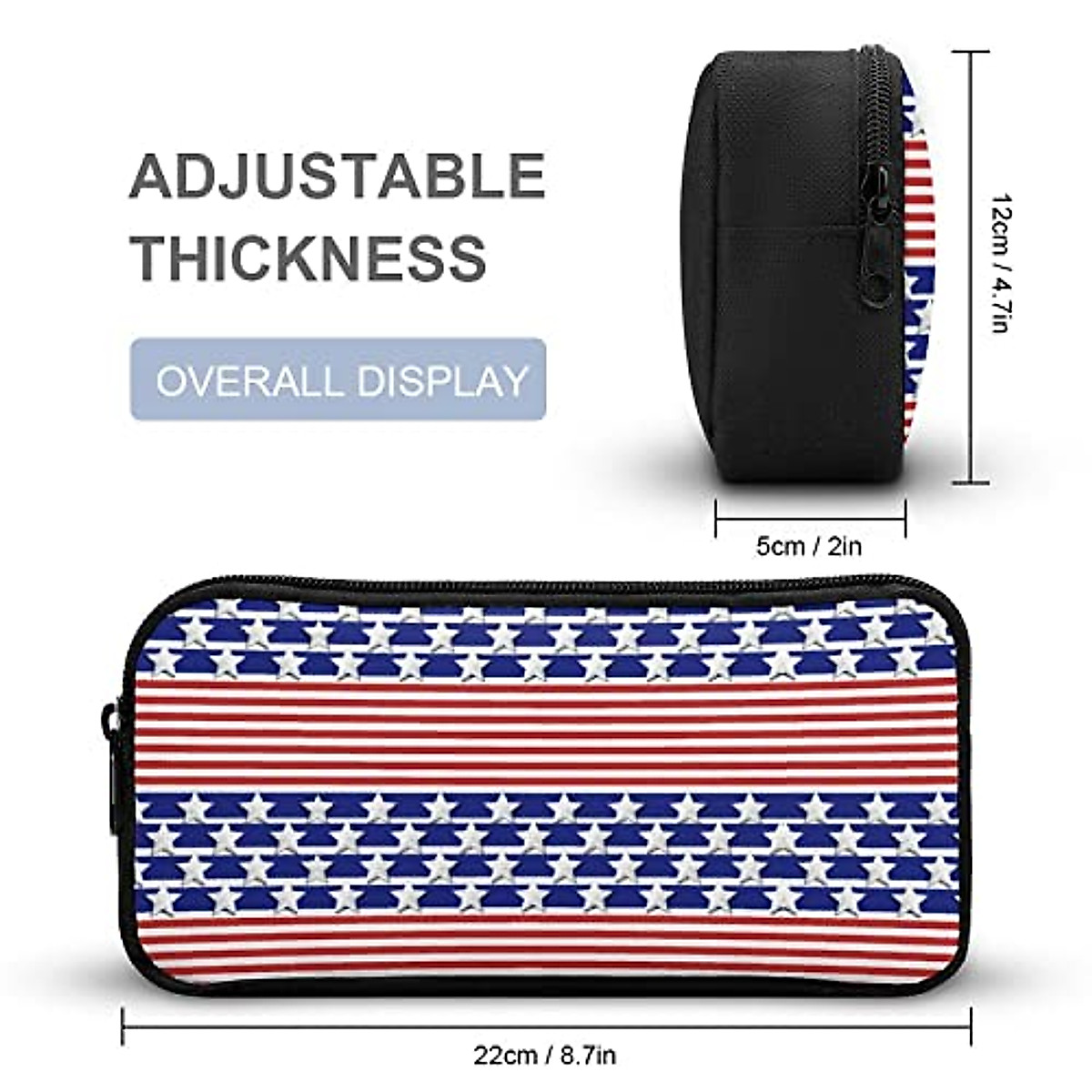 American Flag Design Pencil Case Pencil Pouch Coin Pouch Cosmetic Bag Office Stationery Organizer