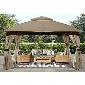ABCCANOPY 10x12 Outdoor Gazebo - Patio Gazebo with Mosquito Netting, Outdoor Canopies for Shade and Rain for Lawn, Garden, Backyard & Deck (Khaki)
