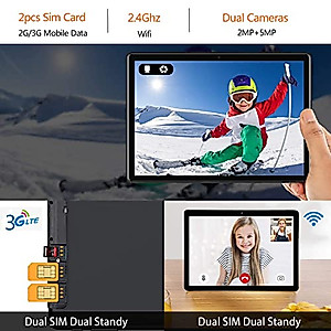 ZONKO Tablet 10.1 Inch Android Tablet with 2GB RAM+32GB ROM+128GB Expandable Storage, Dual Sim Card Slot for 3G Phone Call, Support WiFi, Bluetooth, GPS(Black)