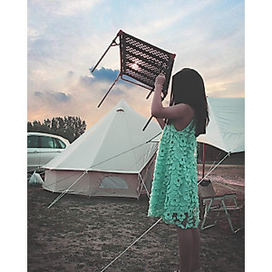 iClimb Extendable Folding Table Large Tabletop Area Ultralight Compact with Hollow Out Tabletop for Camping Backpacking Beach Concert BBQ Party, Three Size (Black - XL + Hanger)