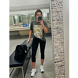 HeyNuts High Waisted Yoga Capris Leggings for Women, Tummy Control Workout Running Leggings Cropped Pants 19'' Black M(8/10)