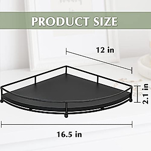 Y&ME Wood Counter Corner Shelf, Black Decorative Serving Tray Bathroom Organizer Countertop, Rustic Tray Riser for Coffee Bar Decor, Display Riser for Farmhouse Accent Centerpiece in Kitchen/Dining