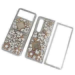 AiKeDuo for Galaxy Z Fold 4 5G Case 3D Handmade Sparkle Stunning Stones Crystal Coloured Diamond Bling Phone Case for Samsung Galaxy Z Fold 4 6.7 in Cover