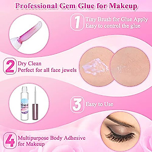 Face Makeup Glue for Rhinestones, Shynek Cosmetic Face Glitter Glue Long Lasting Waterproof Face Glue Adhesive for Eye Jewels Face Gems Rhinestone Chunky Body Glitter