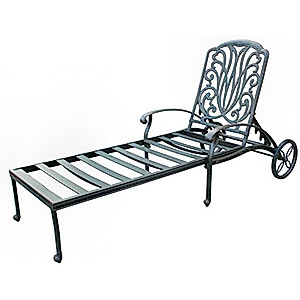 Elizabeth Outdoor Patio 3pc Chaise Lounges Set Dark Bronze Cast Aluminum (Walnut)