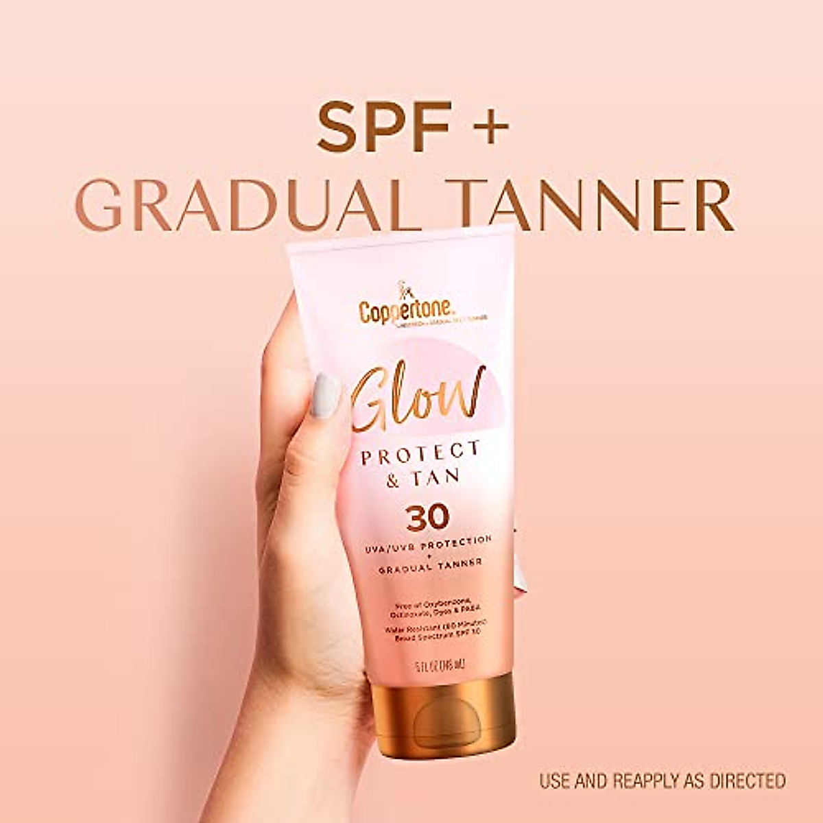Coppertone Glow Protect and Tan Sunscreen Lotion with Gradual Self Tanner, Water Resistant Sunscreen SPF 30, Broad Spectrum SPF 30 Sunscreen, 5 Fl Oz Tube