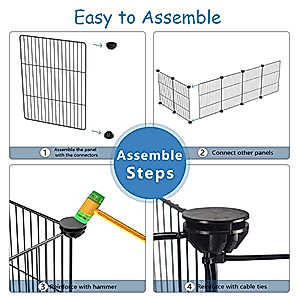 Pet Playpen Pet Fence Hamster Playpen, Guinea Pig Playpen Small Animal Playpen Portable Playpen, Rabbit Playpen Guinea Pig Cages, Metal Wire Fence for Puppys Rabbit Kitten Hedgehog, Portable, Black