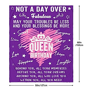 Birthday Gifts for Women, Bday Gift for Women Unique, Birthday Gifts for Mom, Daughter, Sister, Friends, Girlfriend, Birthday Gifts for Her, Happy Birthday Blanket Gifts Decoration for Women 60x50in