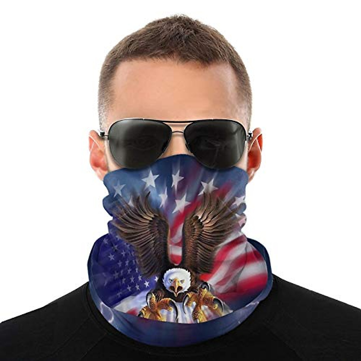 US Eagle Neck Gaiter, Eagle Face Mask Cooling Breathable Lightweight Sun Wind-proof Reusable Hiking Face Mask Cover UV Neck Gaiters For Men Cycling Running Hiking Motorcycle Fishing Outdoor Sport